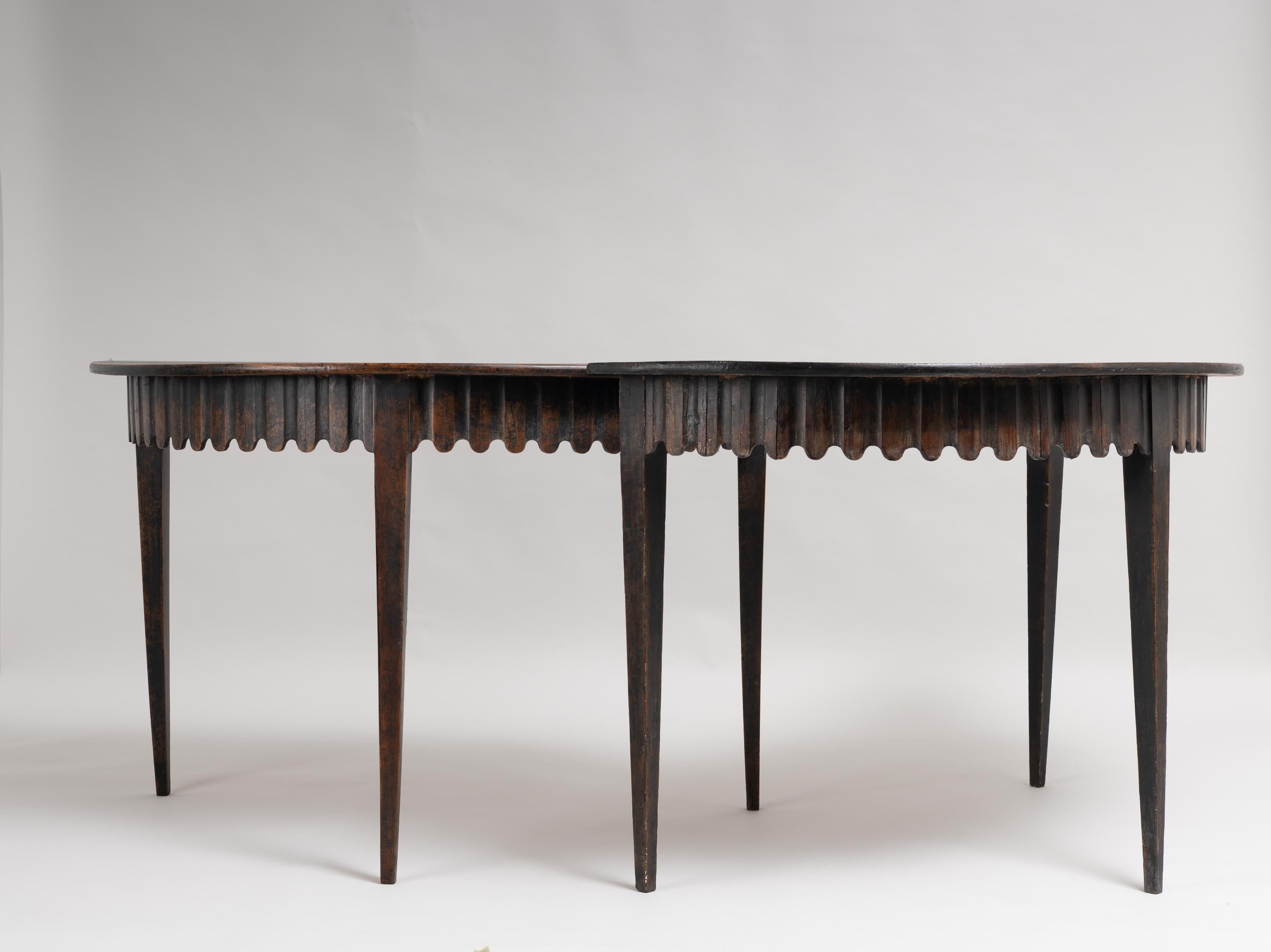 19th Century Black Swedish Gustavian Style Demi Lune Tables at 1stDibs