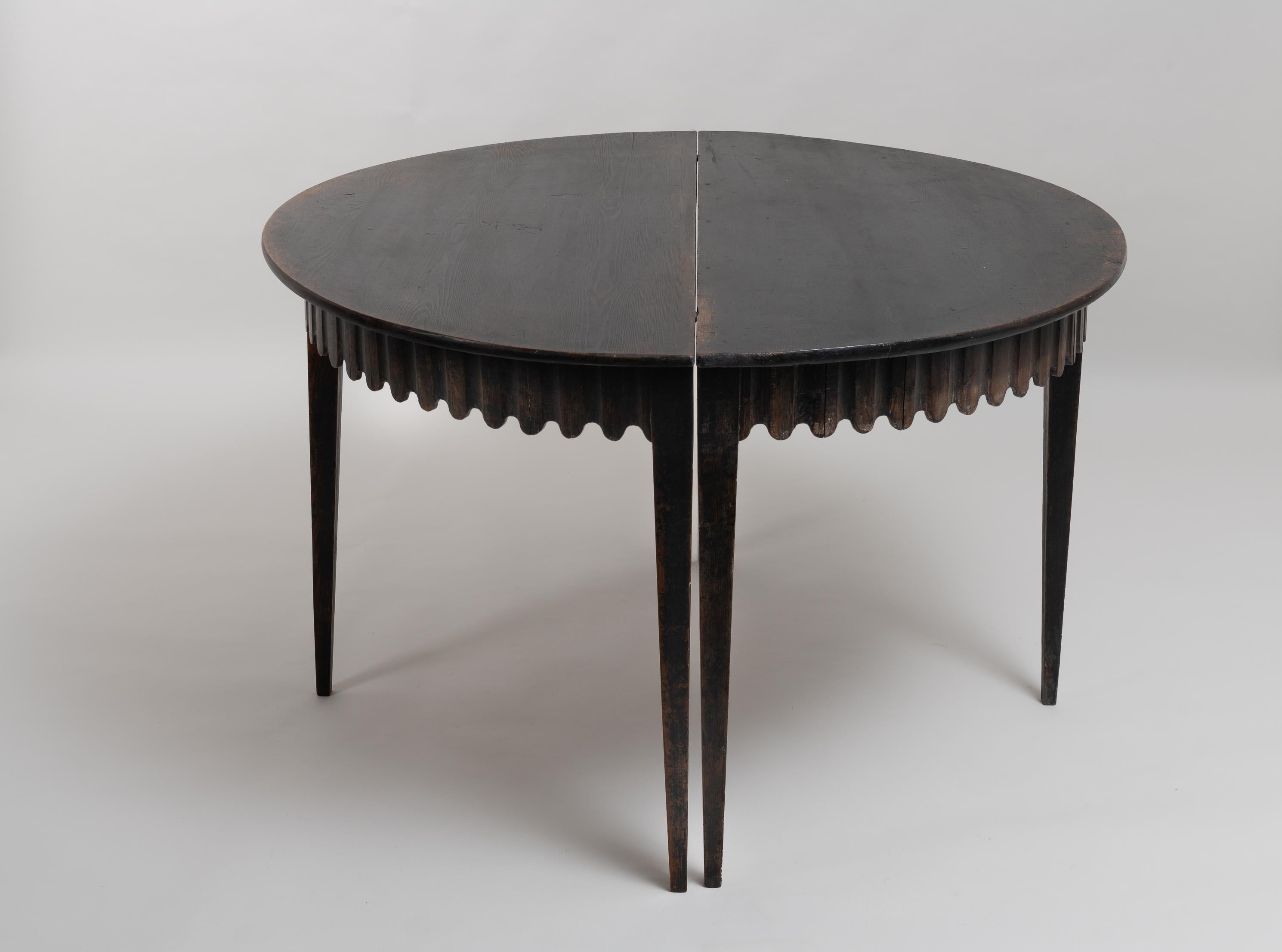 19th Century Black Swedish Gustavian Style Demi Lune Tables at 1stDibs