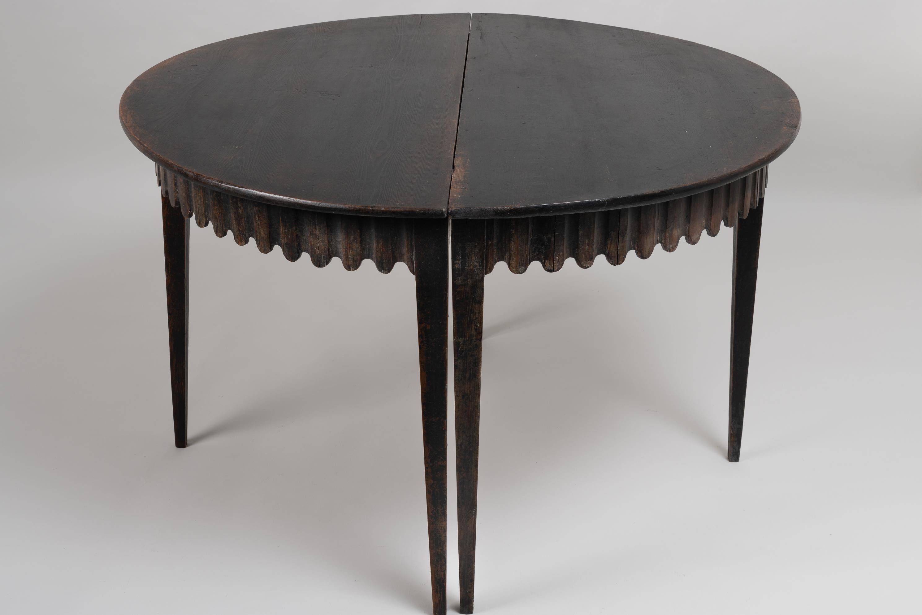 19th Century Black Swedish Gustavian Style Demi Lune Tables at 1stDibs