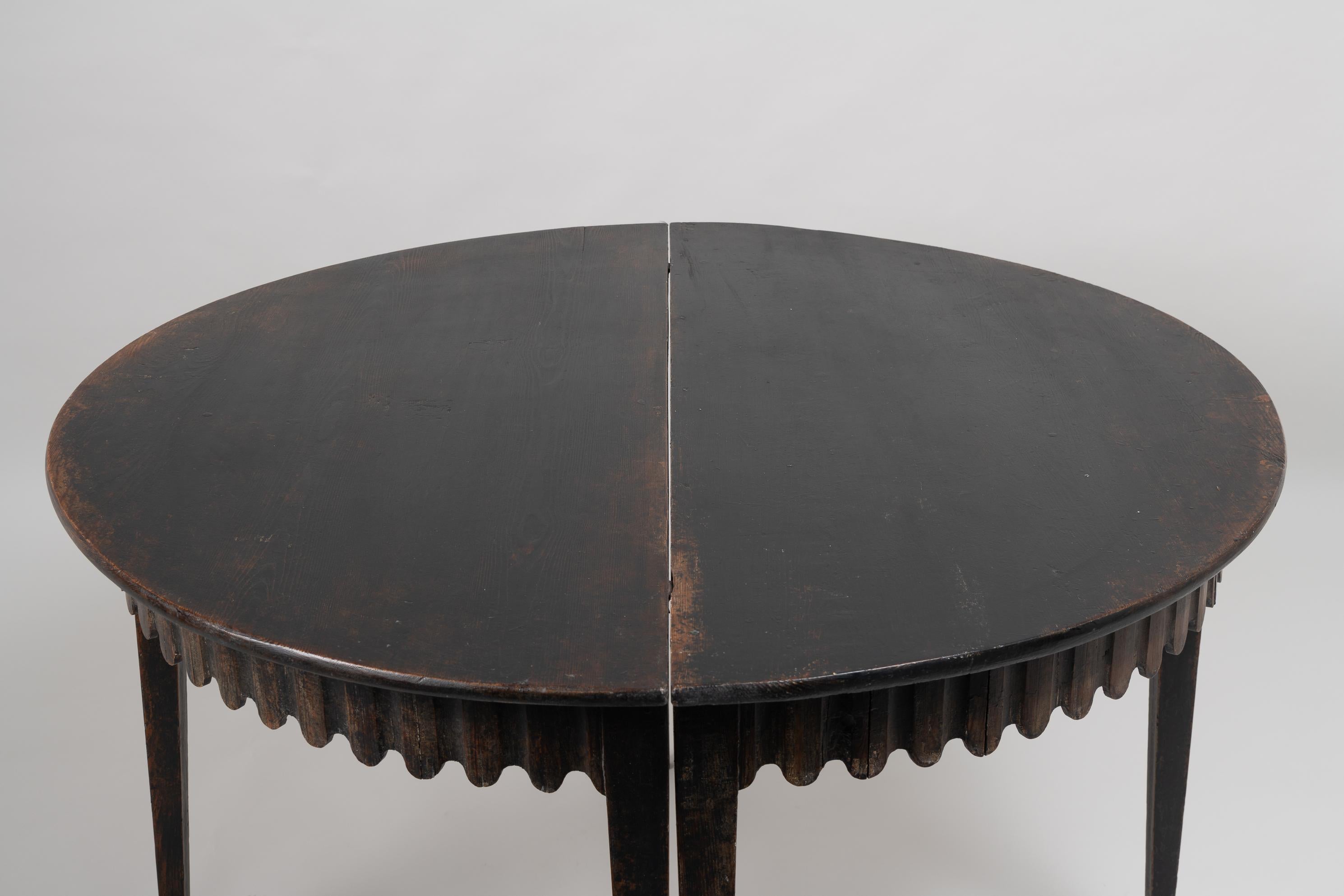 19th Century Black Swedish Gustavian Style Demi Lune Tables at 1stDibs