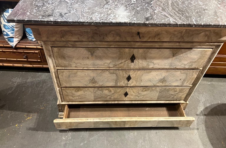 19th Century Bleached French Fossilized Marble Top Chest with Hidden ...