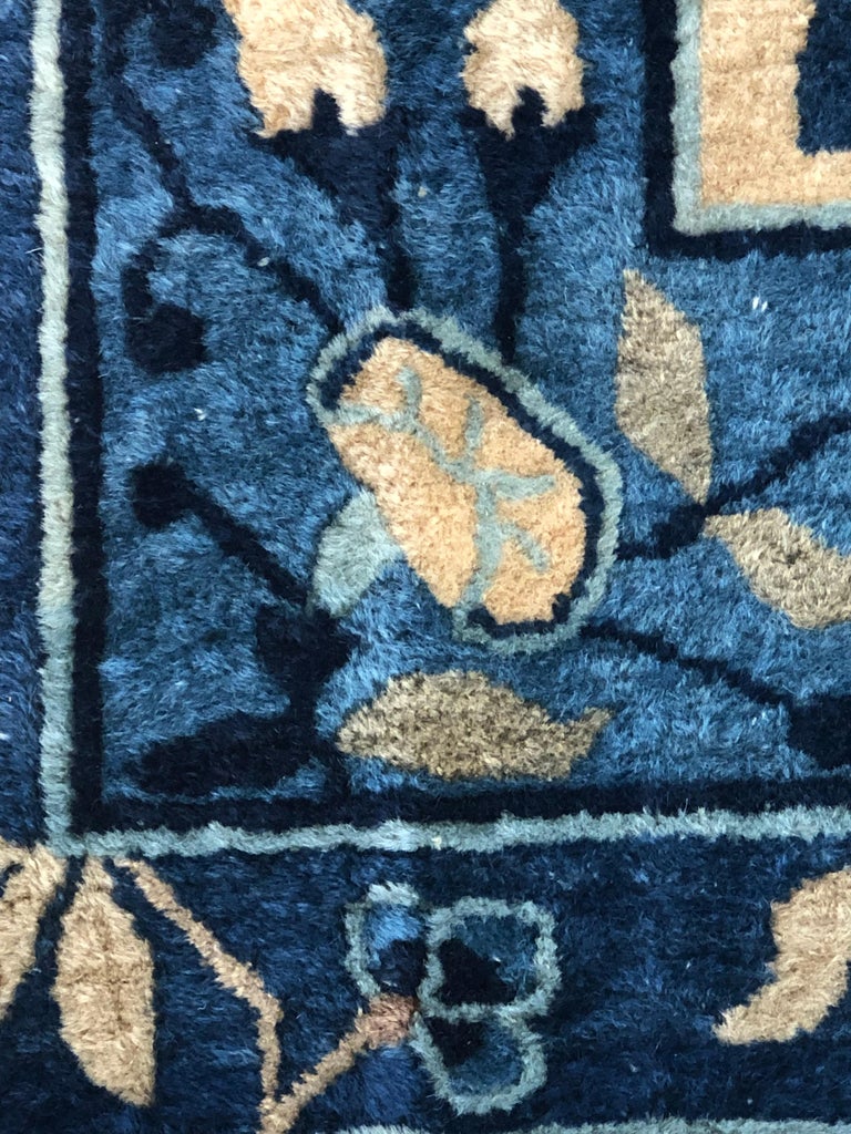 19th Century Blue and Natural Wool Peking Chinese Rug, ca 1870 For Sale ...