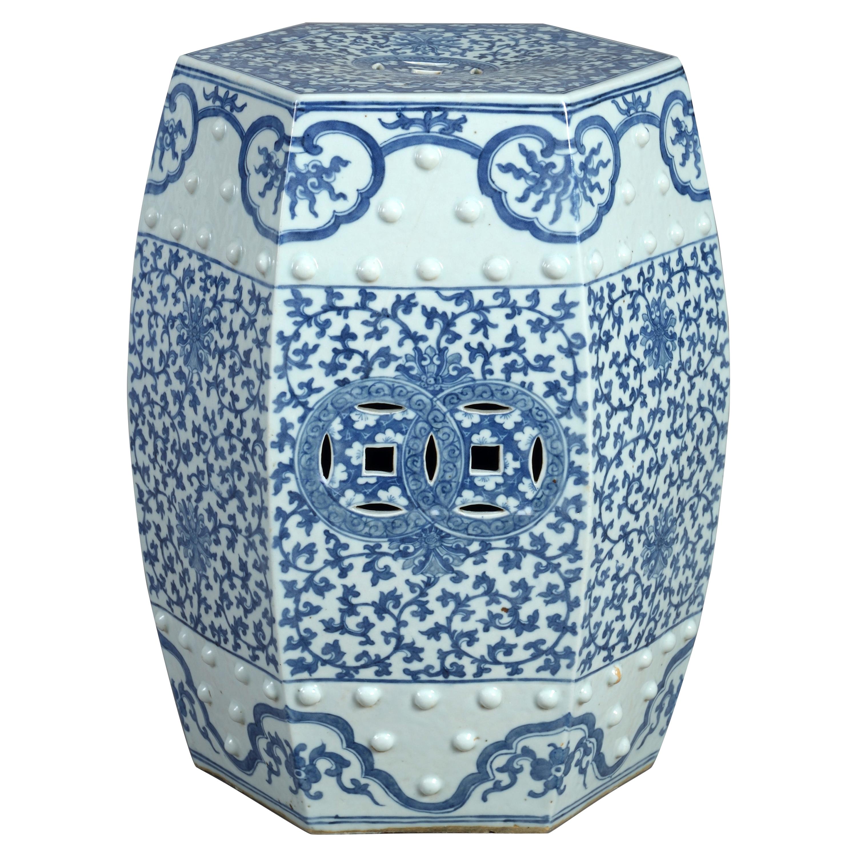 19th Century Blue and White Porcelain Garden Seat at 1stDibs