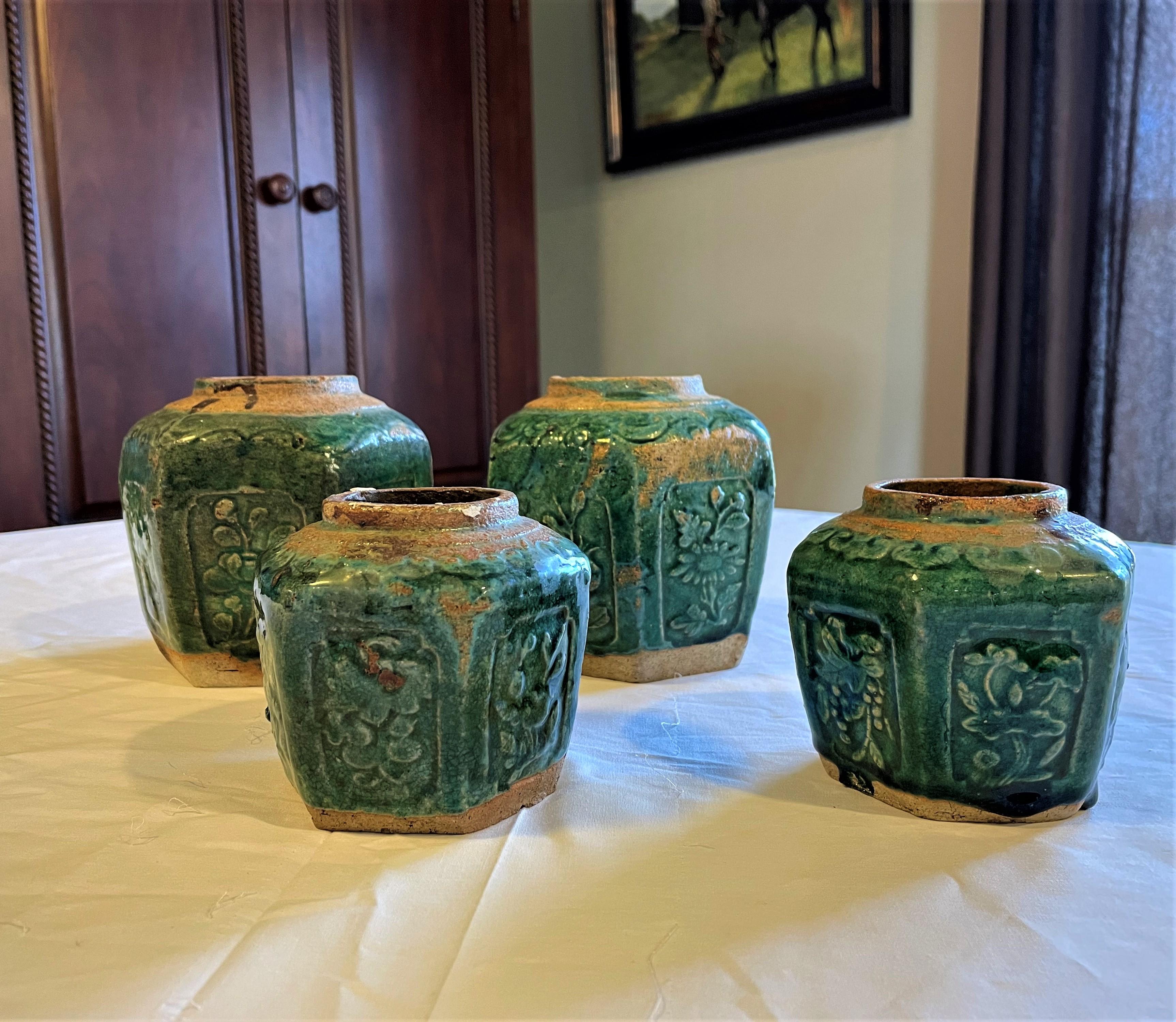 19th Century Blue-Green Glazed Chinese Ginger Jars, Set of 4 For Sale ...