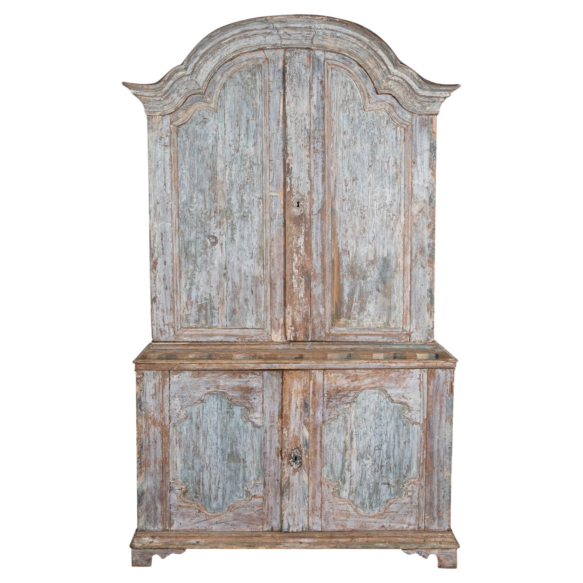 19th Century Blue Rococo Cupboard For Sale at 1stDibs