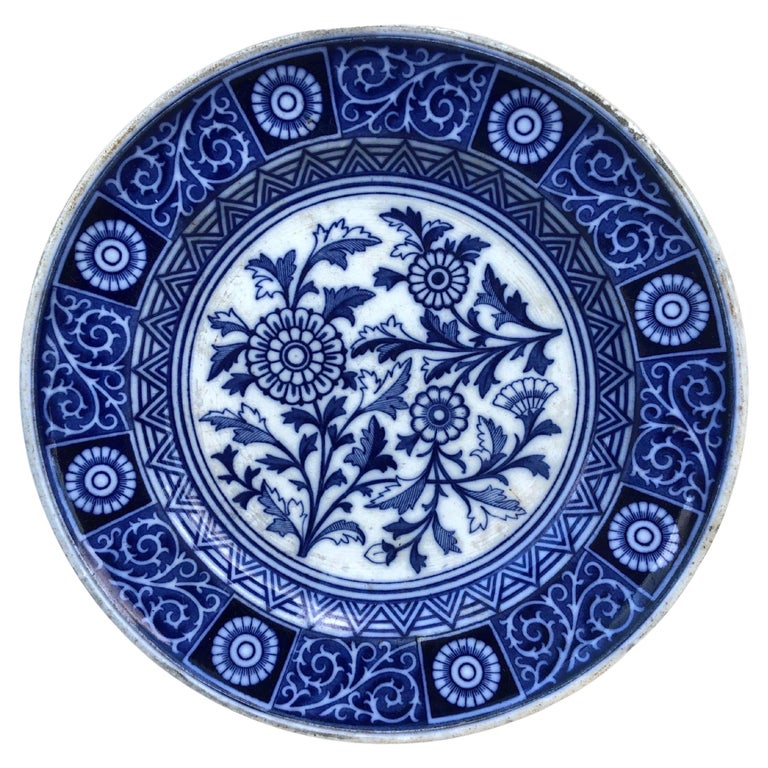 19th Century Blue and White Daisy Platter Minton For Sale at 1stDibs