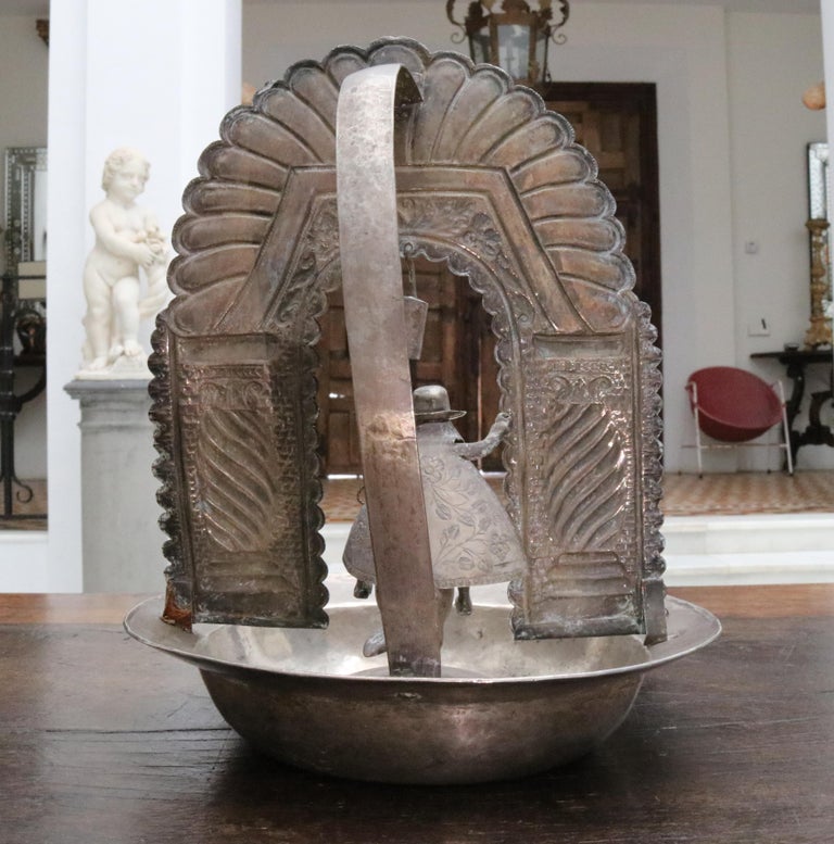 19th Century Bolivian or Peruvian Silver Alms Dish with Saint James on ...