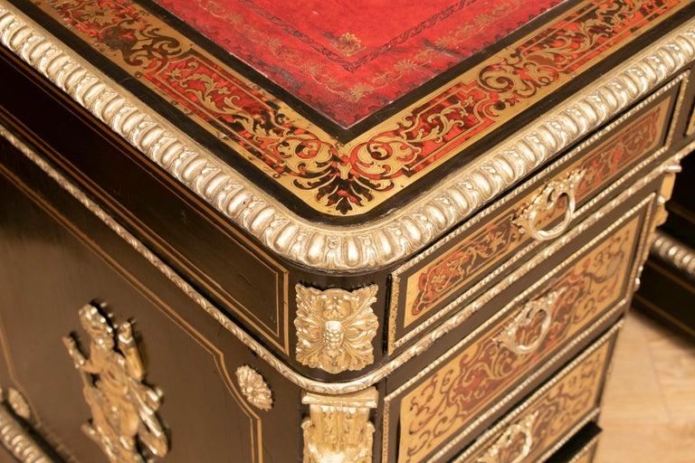 19th Century Boulle Work Twin Pedestal Desk For Sale at 1stDibs