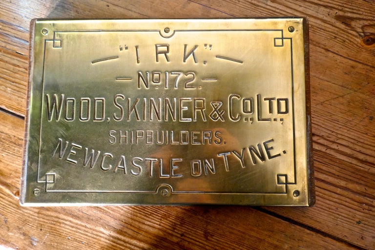 19th Century Brass Boat Builders Ships Name Plaque “IRK” at 1stDibs