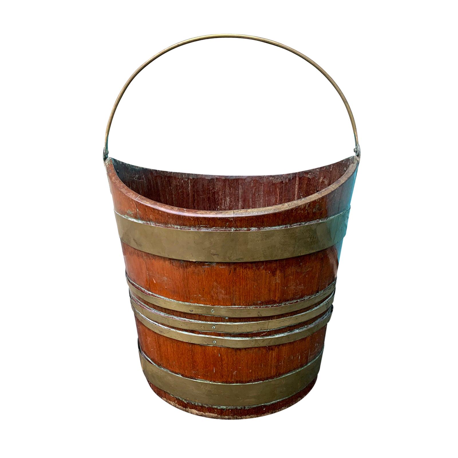 19th Century Brass Bound Mahogany Peat Bucket, circa 1800 at 1stDibs