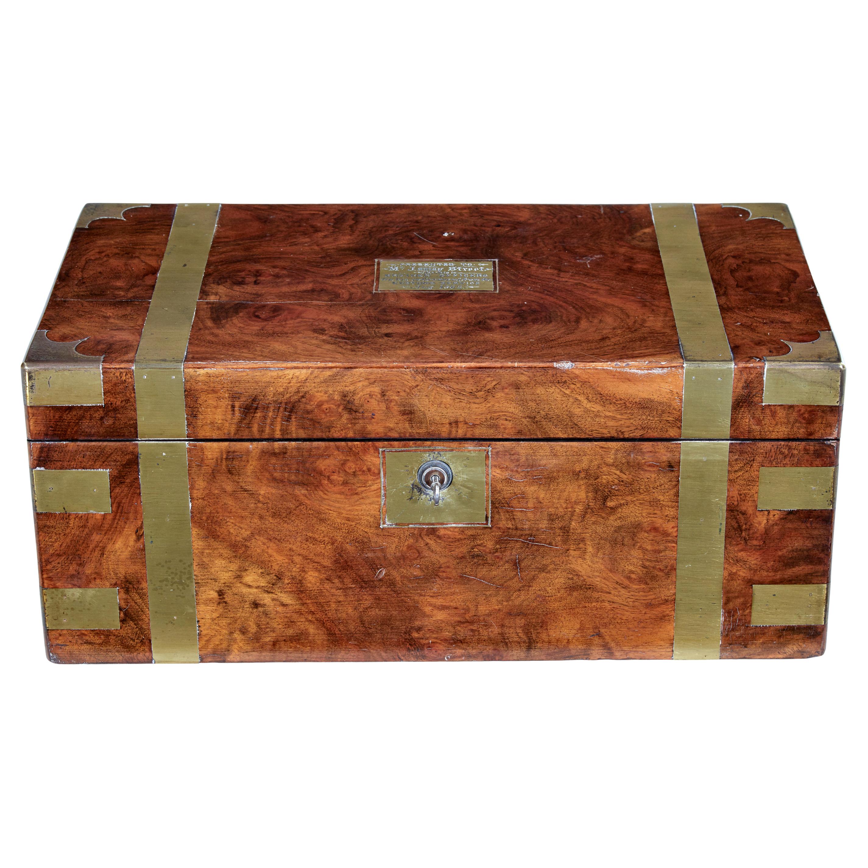 English Campaign Era Writing Box of Brass-Bound Mahogany For Sale at ...