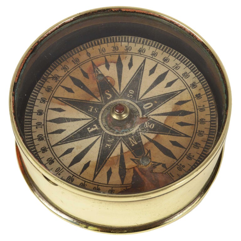 19th Century Brass Compass Antique Marine Navigation Instrument ...