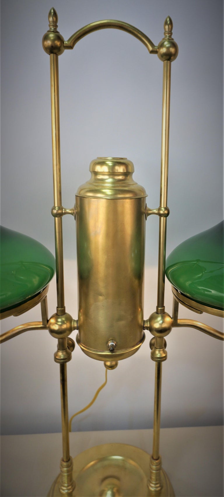 19th Century Brass Double Arm Student Oil Lamp at 1stDibs