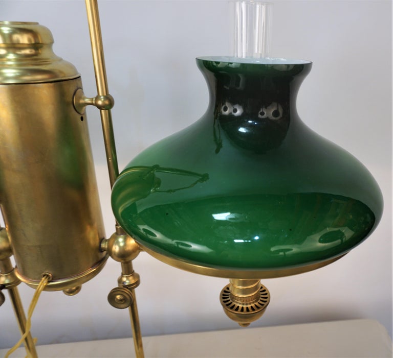 19th Century Brass Double Arm Student Oil Lamp at 1stDibs