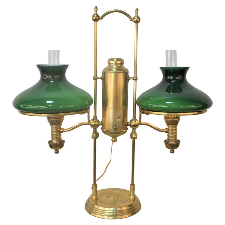 19th Century Brass Double Arm Student Oil Lamp at 1stDibs