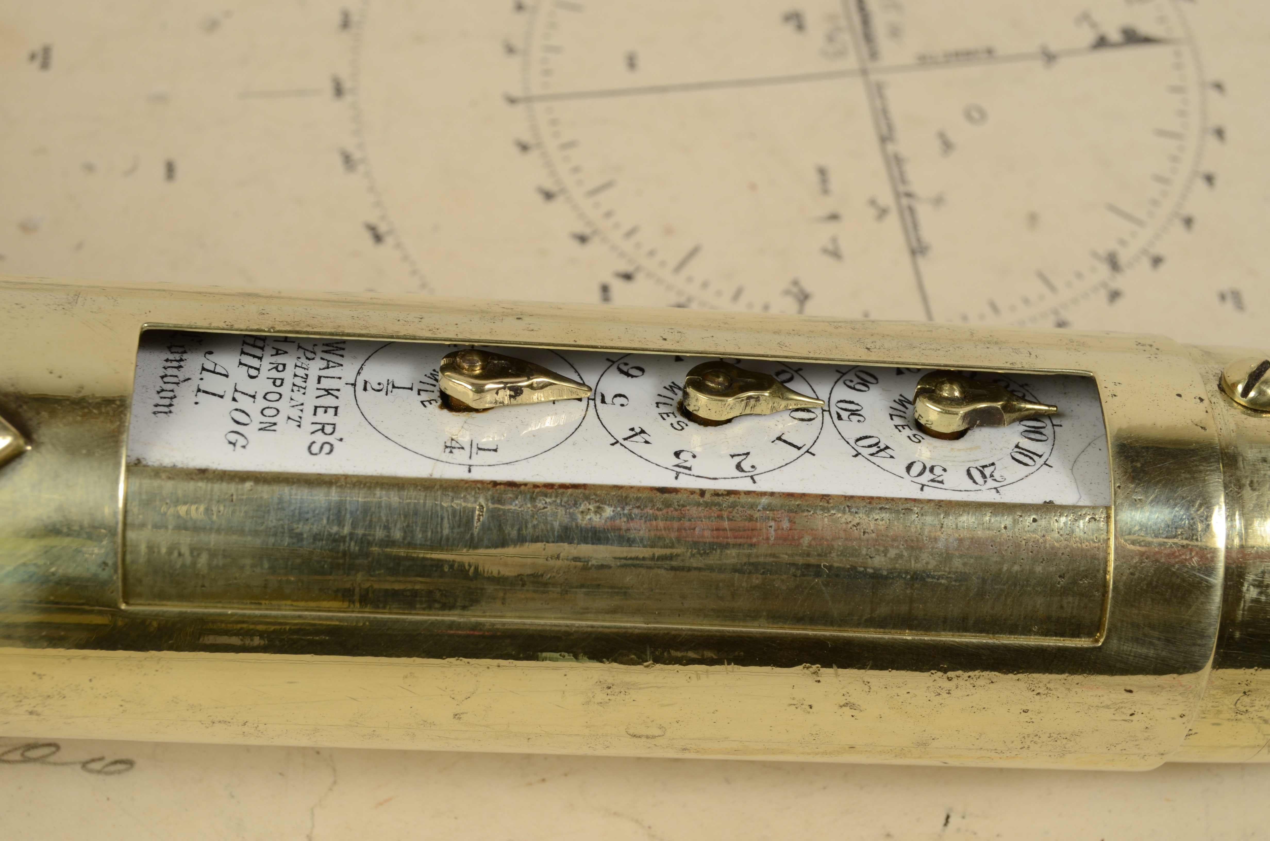 19th Century Brass Harpoon Walker's Ship Log Antique Navigation ...