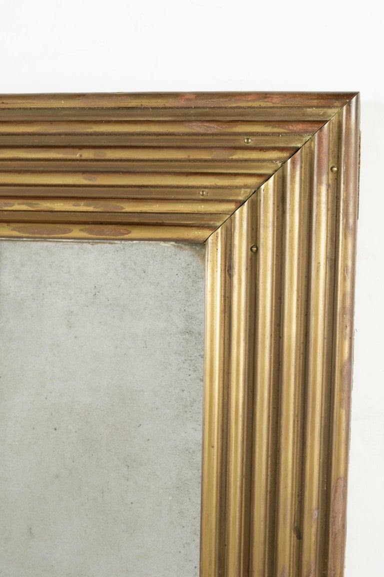 19th Century Brass Reeded Mirror For Sale at 1stDibs