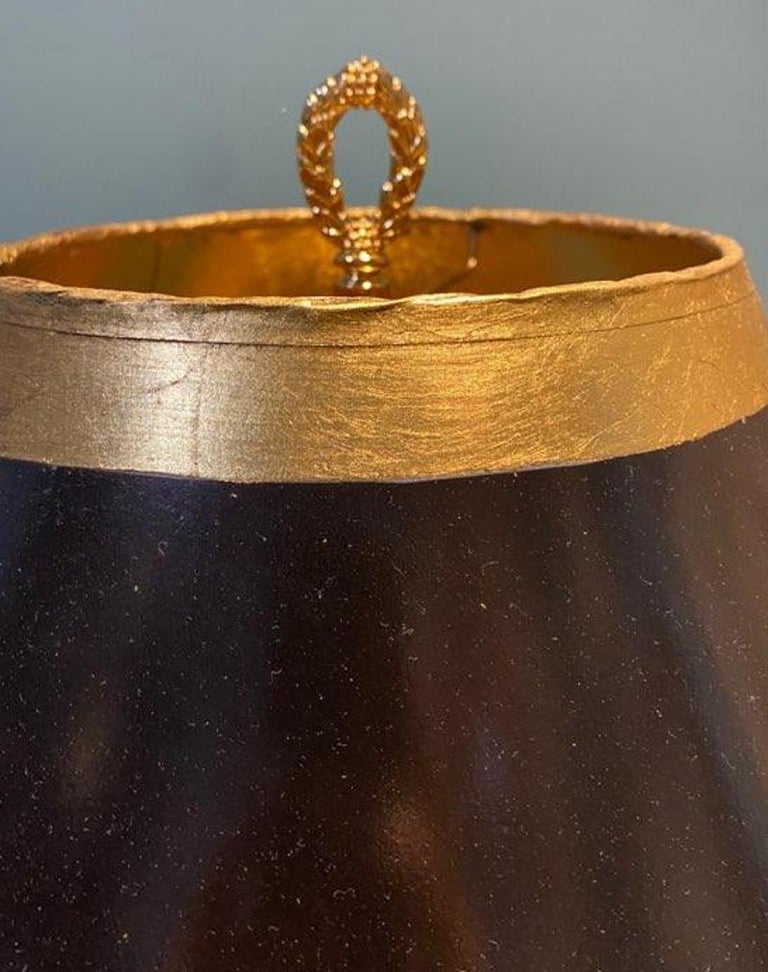 19th Century Brass Three Arm Bouillotte Lamp with Hand Painted Metal ...