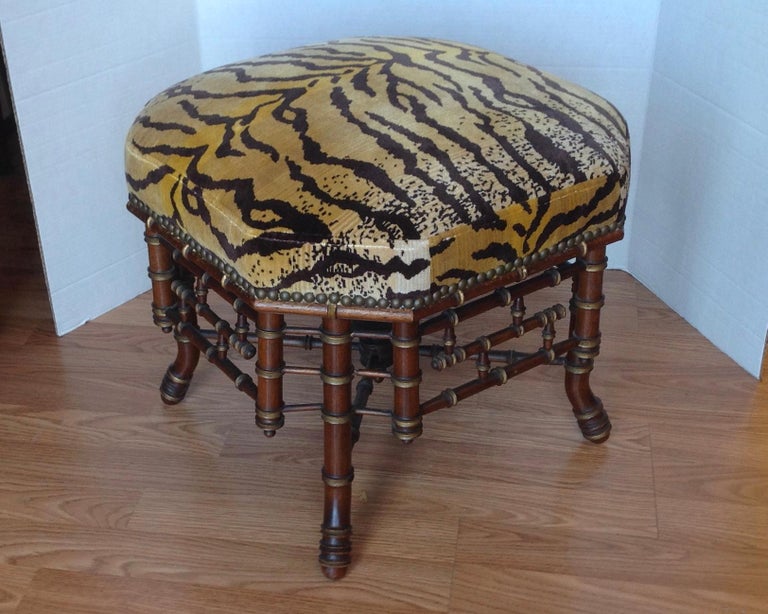 19th Century Brighton Style Faux Bamboo Ottoman at 1stDibs