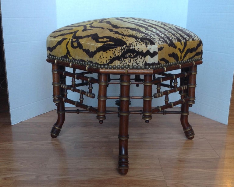 19th Century Brighton Style Faux Bamboo Ottoman at 1stDibs