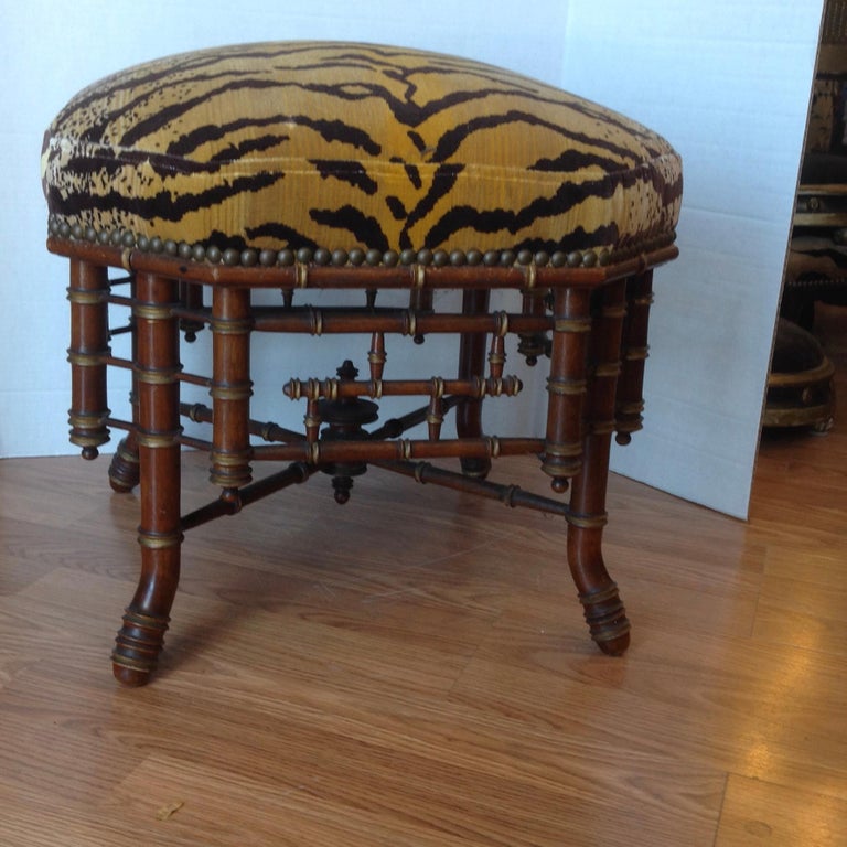 19th Century Brighton Style Faux Bamboo Ottoman at 1stDibs