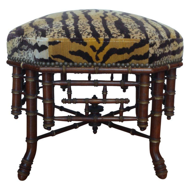 19th Century Brighton Style Faux Bamboo Ottoman at 1stDibs