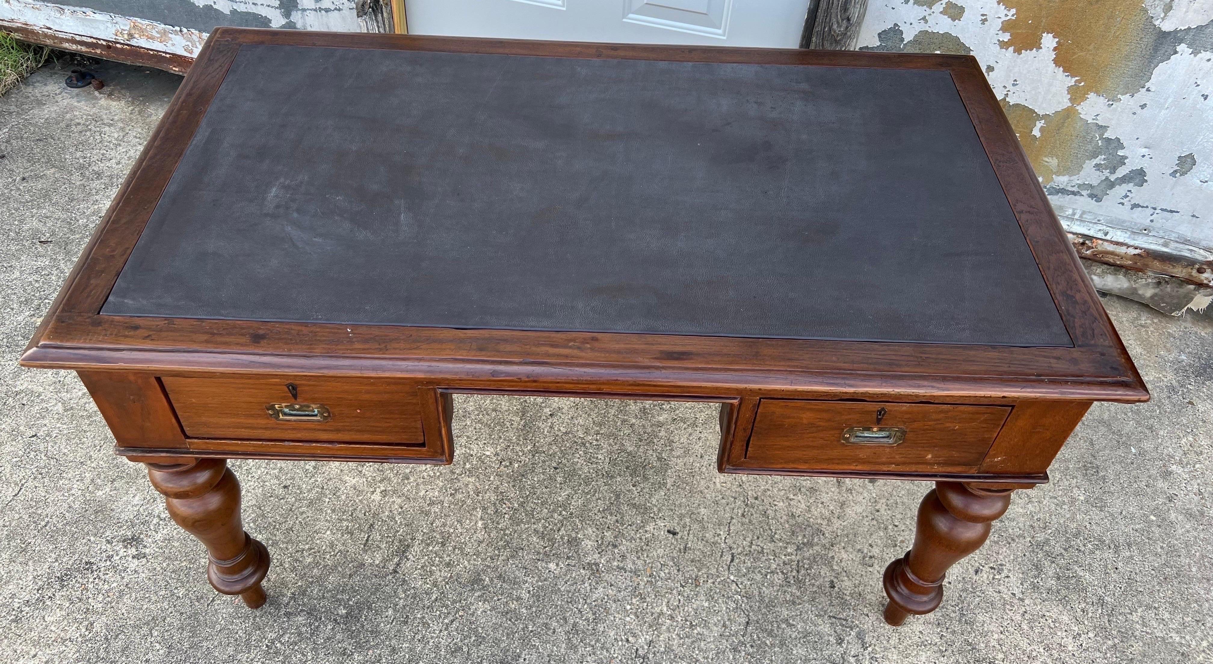 19th Century British Colonial Leather Top Campaign Style Desk For Sale ...