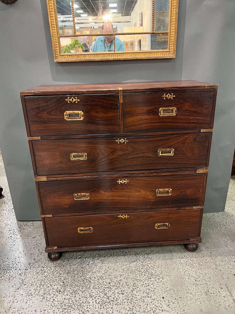 19th Century British Colonial Rosewood Campaign Chest For Sale at 1stDibs