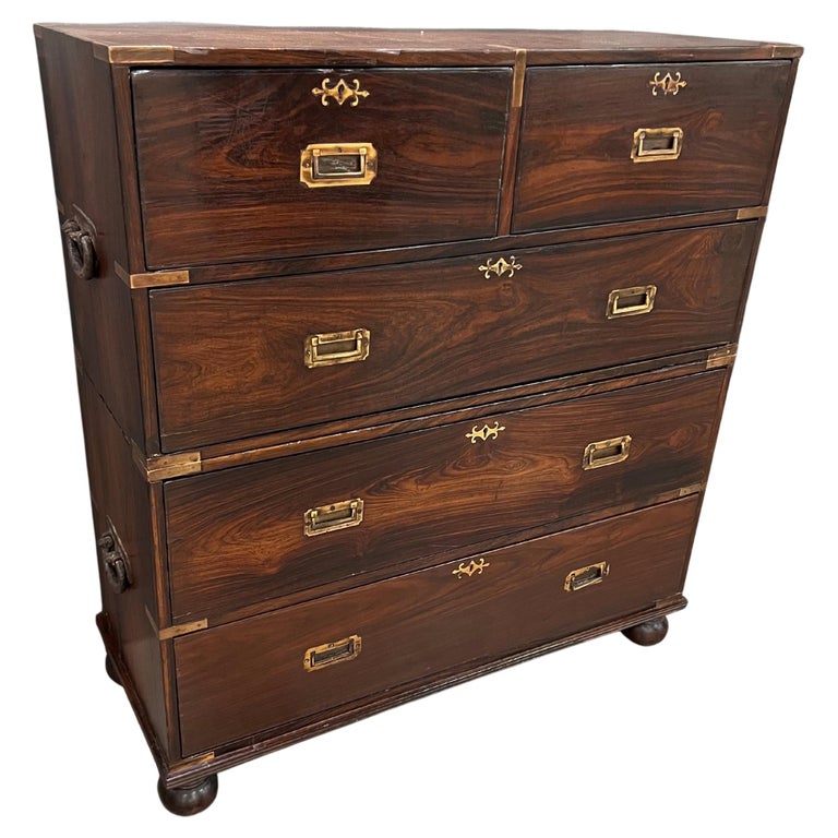19th Century British Colonial Rosewood Campaign Chest For Sale at 1stDibs