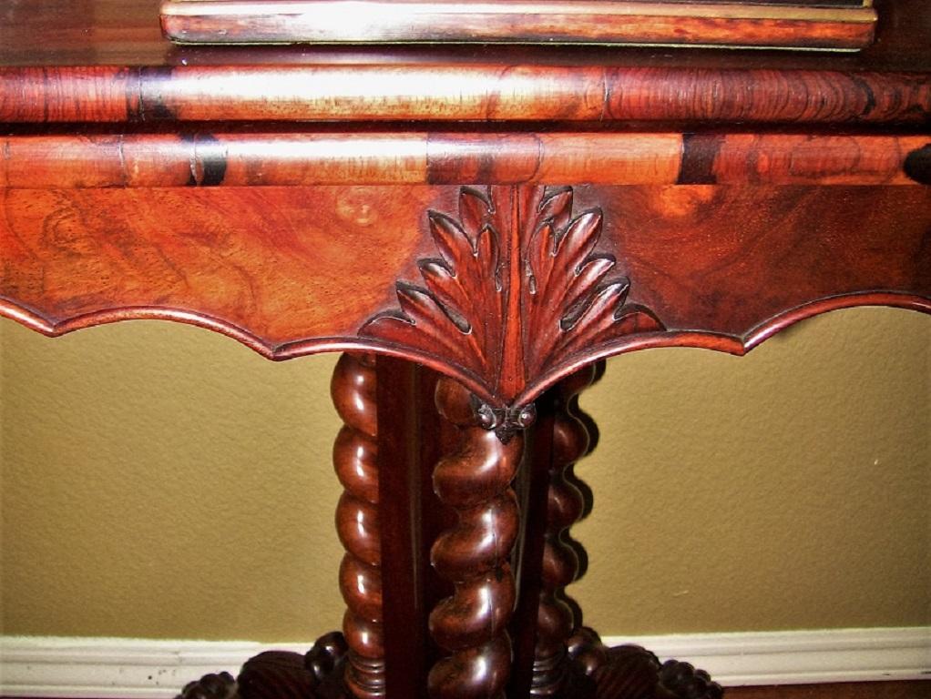 19th Century British Fold over Card Table with Tripod Barley Twist ...