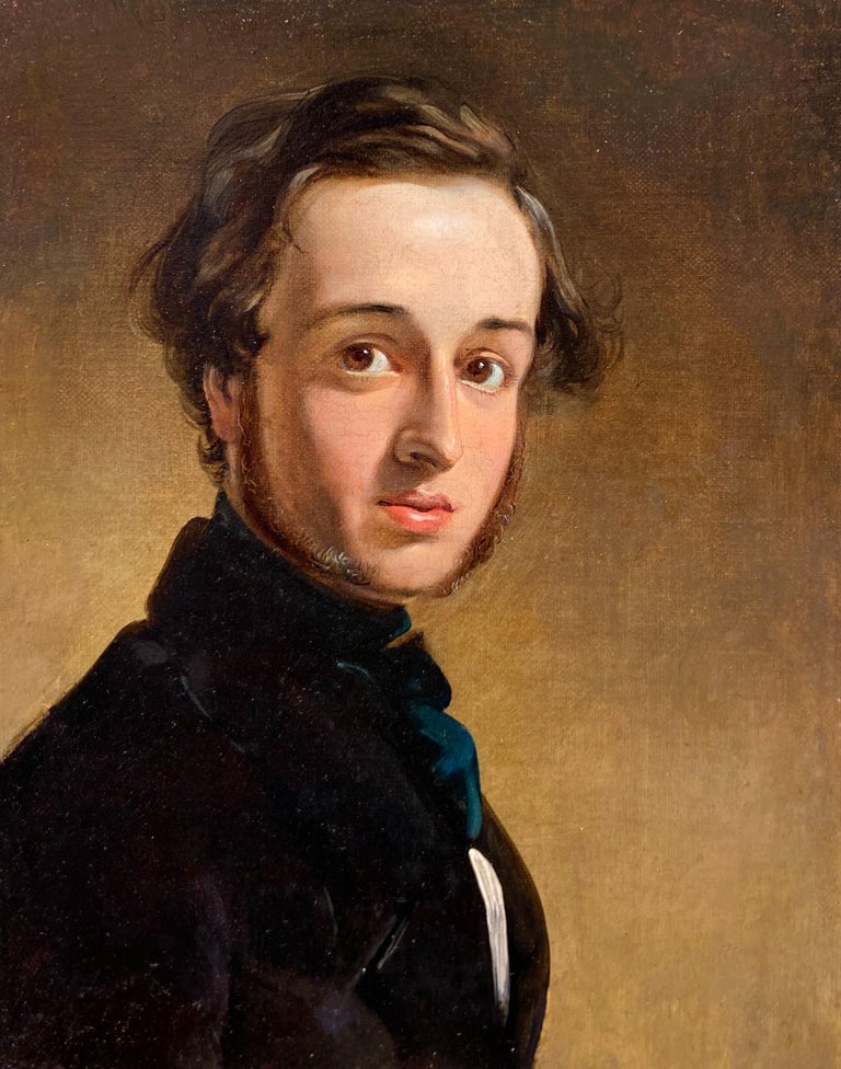 19th century British School - Self Portrait, 19th Century Pre-Raphaelite Oil Painting For Sale ...