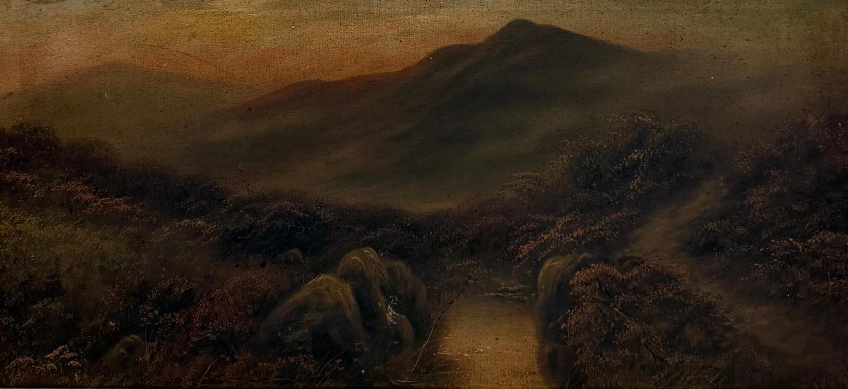 19th century British School - Signed Victorian Scottish Moorland Misty ...