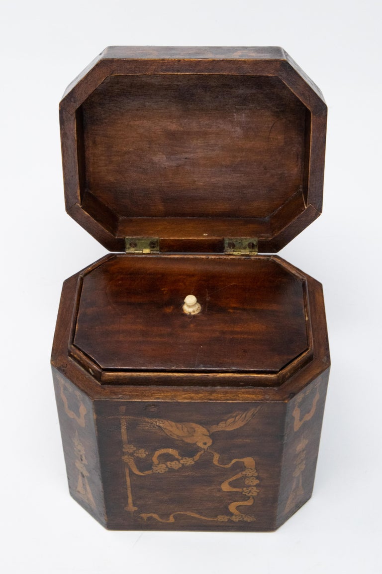 British Tea Caddy with Inlay For Sale at 1stdibs