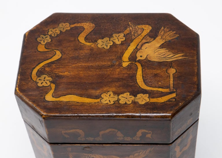 British Tea Caddy with Inlay For Sale at 1stdibs