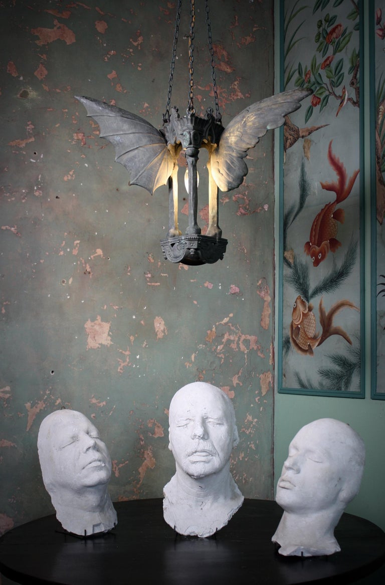 19th Century Bronze Bat Angle Winged Church Crypt Lantern Memento Mori ...