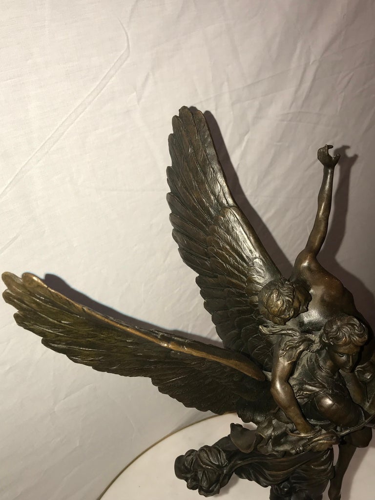 19th Century Bronze Figure Sculpture Signed A. J. Cleisinger of Winged ...