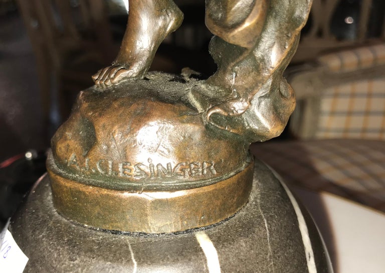 19th Century Bronze Figure Sculpture Signed A. J. Cleisinger of Winged ...