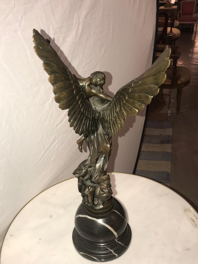 19th Century Bronze Figure Sculpture Signed A. J. Cleisinger of Winged ...