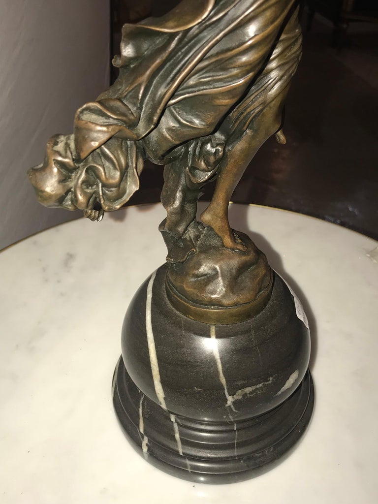 19th Century Bronze Figure Sculpture Signed A. J. Cleisinger of Winged ...