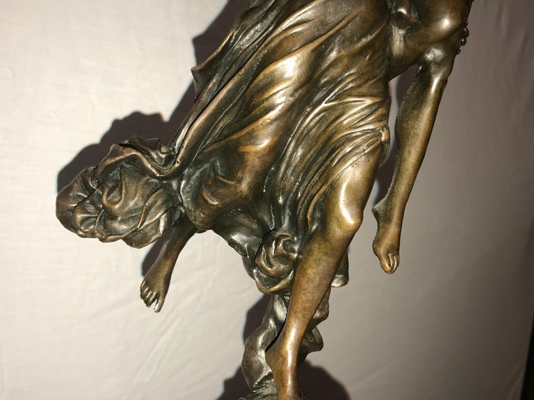19th Century Bronze Figure Sculpture Signed A. J. Cleisinger of Winged ...