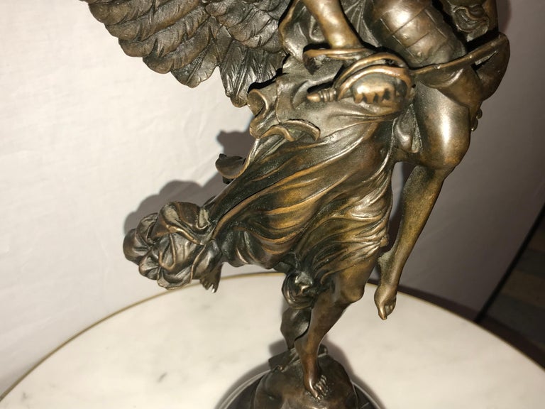 19th Century Bronze Figure Sculpture Signed A. J. Cleisinger of Winged ...