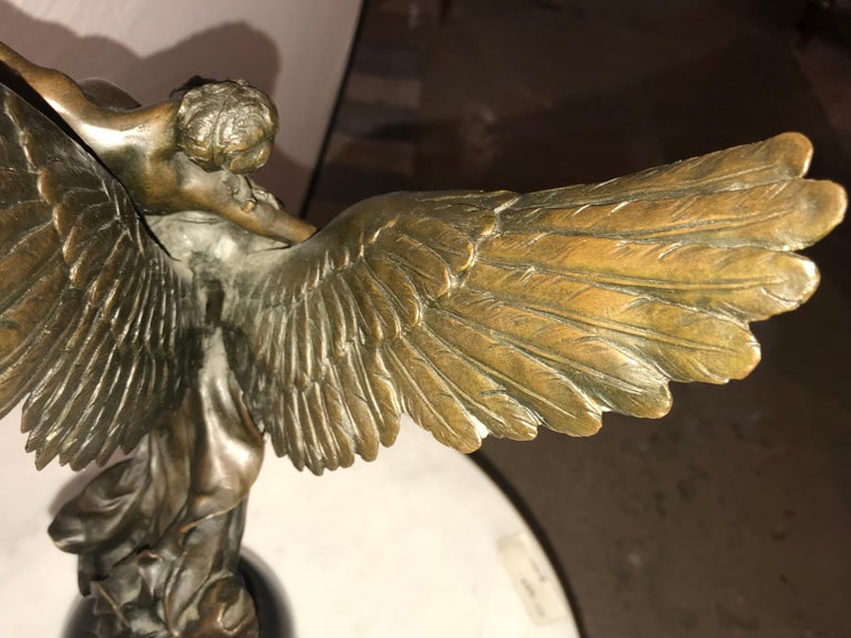 19th Century Bronze Figure Sculpture Signed A. J. Cleisinger of Winged ...
