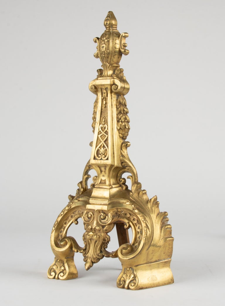 19th Century Bronze Gilded Fire Mantel Andirons Signed Didier ...