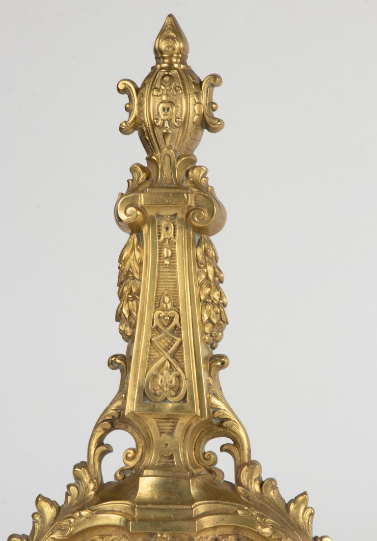 19th Century Bronze Gilded Fire Mantel Andirons Signed Didier ...