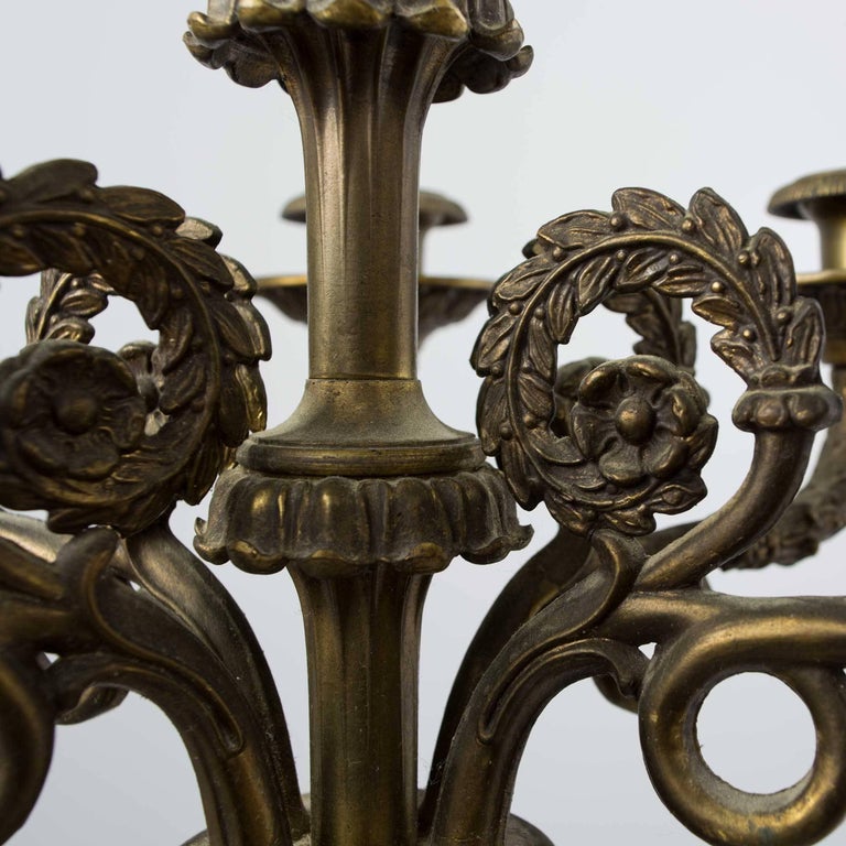 19th Century Bronze Grecian Goddess Six-Arm Candelabra, Pair at 1stDibs