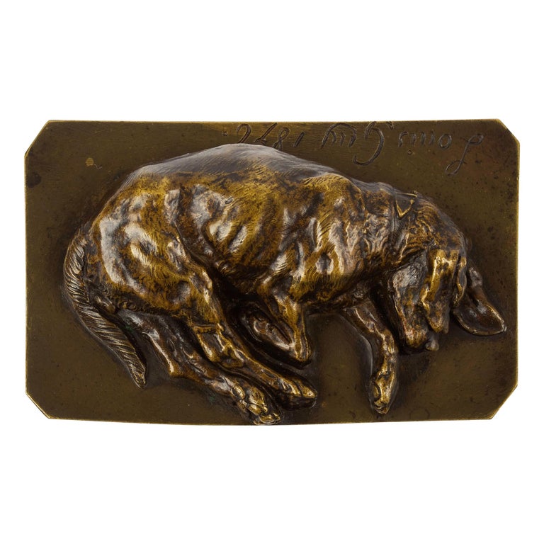 Bronzeskulptur „Sleeping Basset Hound“ von Jean-Baptiste-Louis Guy aus ...