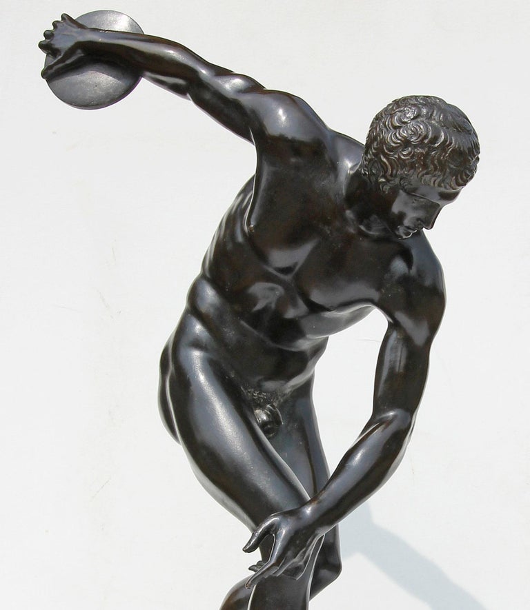 19th Century Bronze Sculpture "The Discus Thrower" at 1stDibs