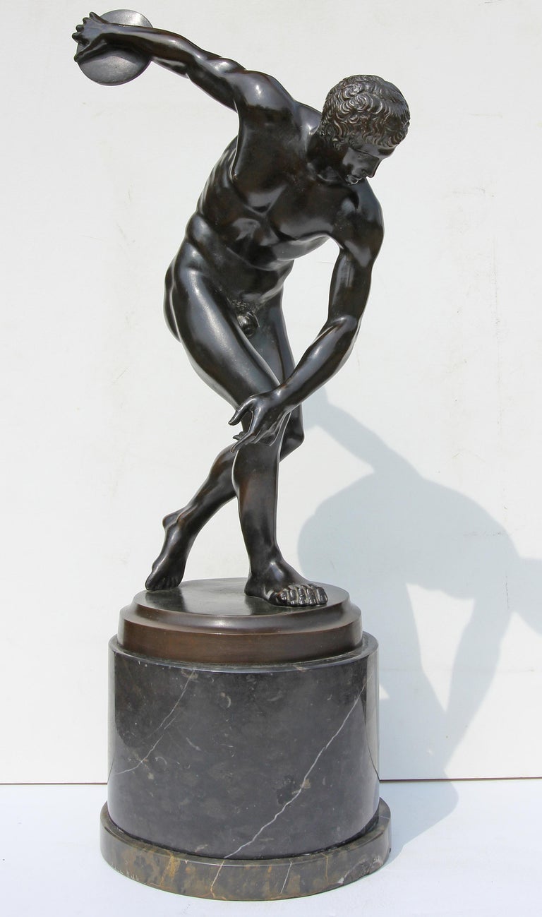19th Century Bronze Sculpture "The Discus Thrower" at 1stDibs
