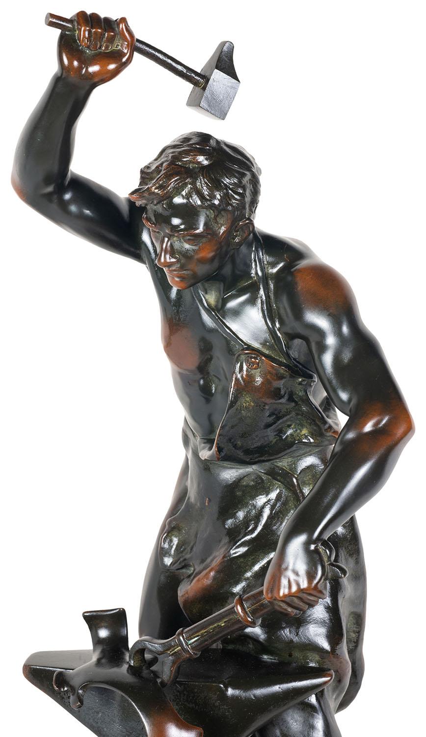 19th Century Bronze Statue of a Blacksmith, Signed Gaudez For Sale at ...