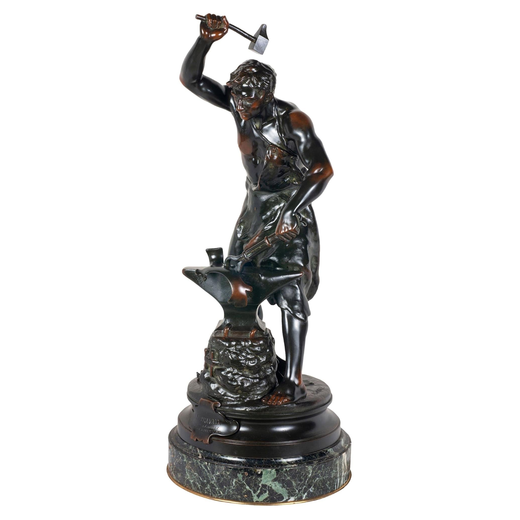 19th Century Bronze Statue of a Blacksmith, Signed Gaudez For Sale at ...